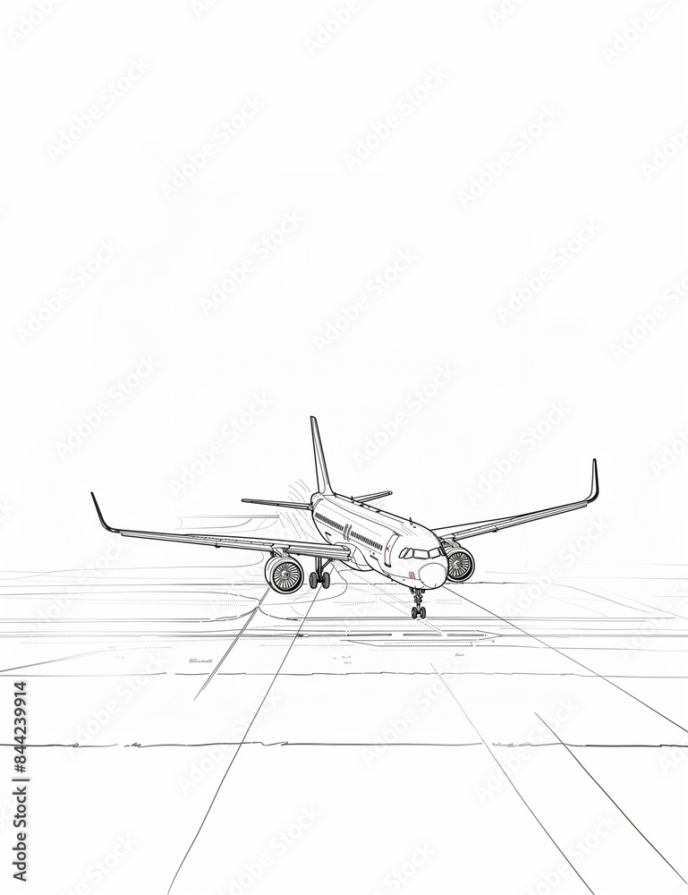Airplane on the runway - Transportation Line Art Coloring Pages ...