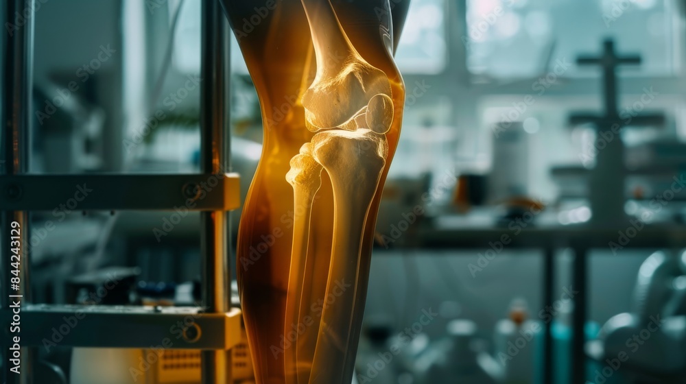 An x-ray of a real person's knee, showing transparent bones, cartilage ...