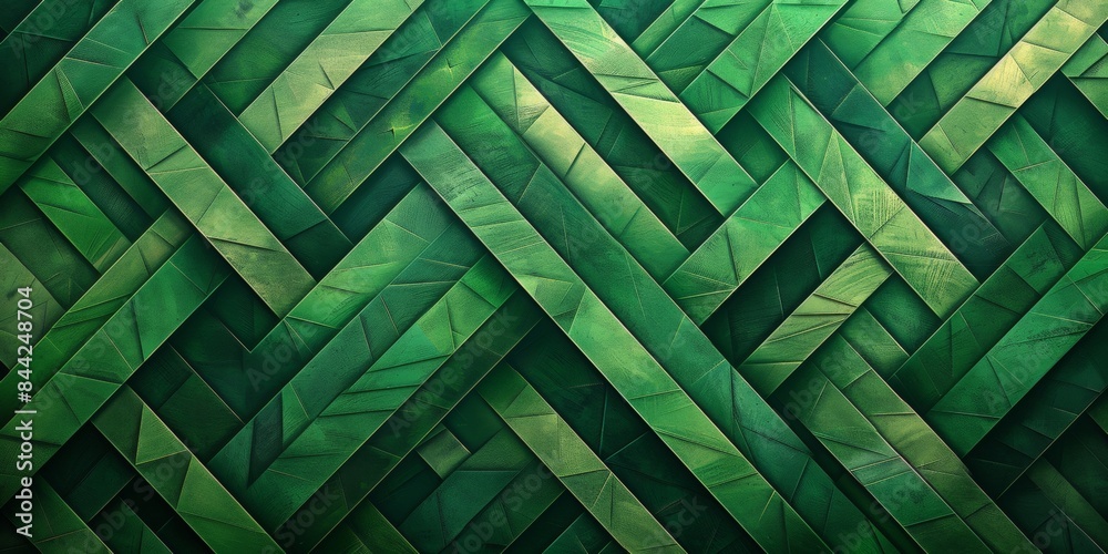 A flat pattern of green and white lines. The lines have sharp angles ...