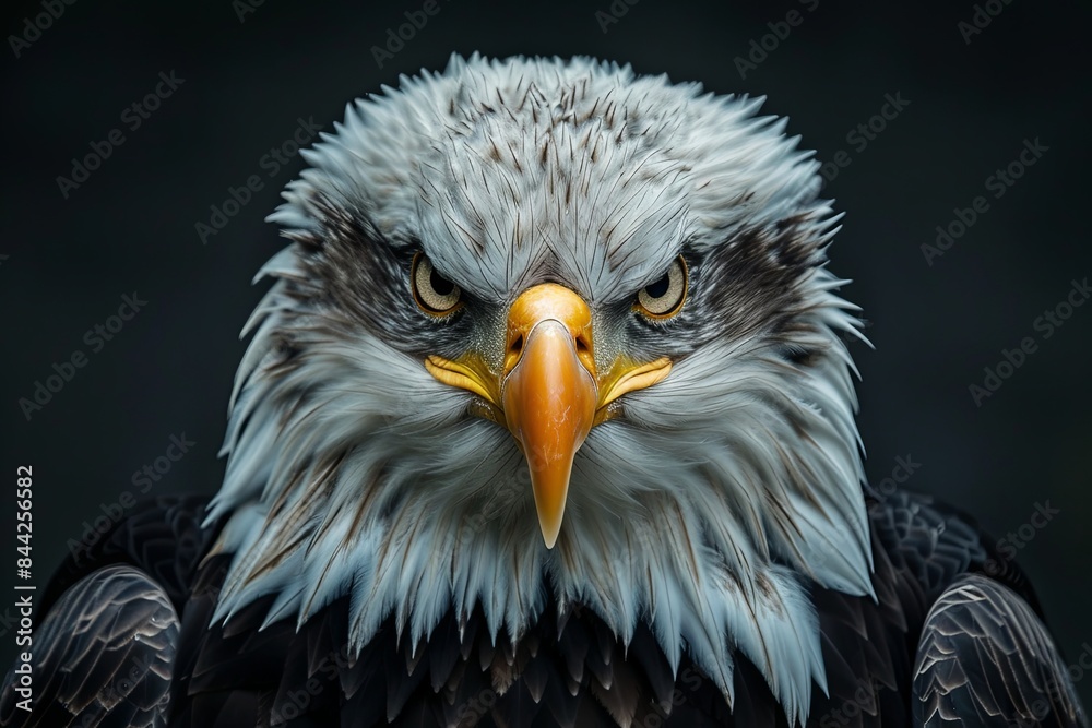 Bald eagle's intense gaze representing power and American spirit ...