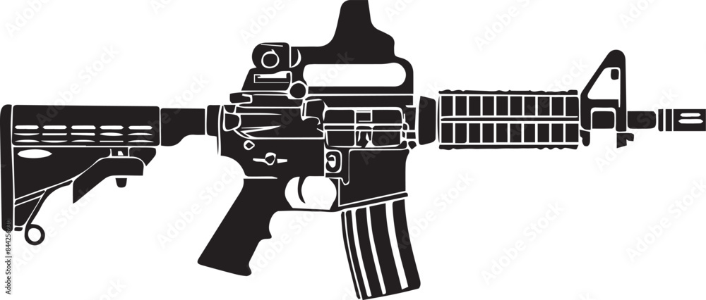 Gun Assault Rifle Logo Emblem Icon Black and White Vector EPS Stock ...