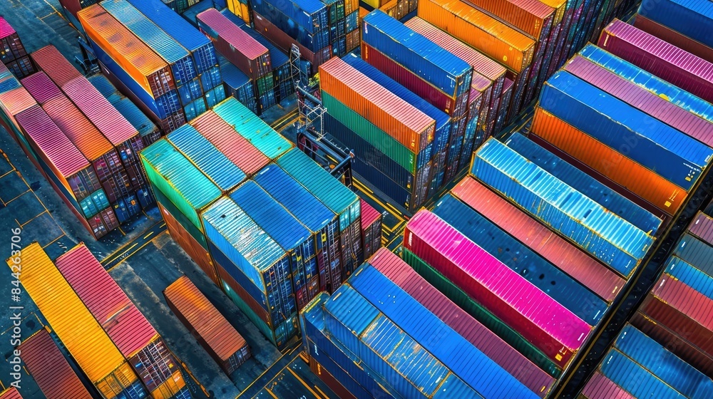 Organized container stacks at the port top view Efficient storage ...