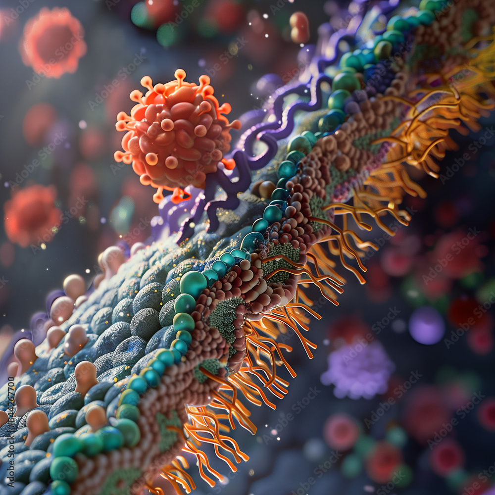 high-resolution, scientific illustration of a cell membrane ...