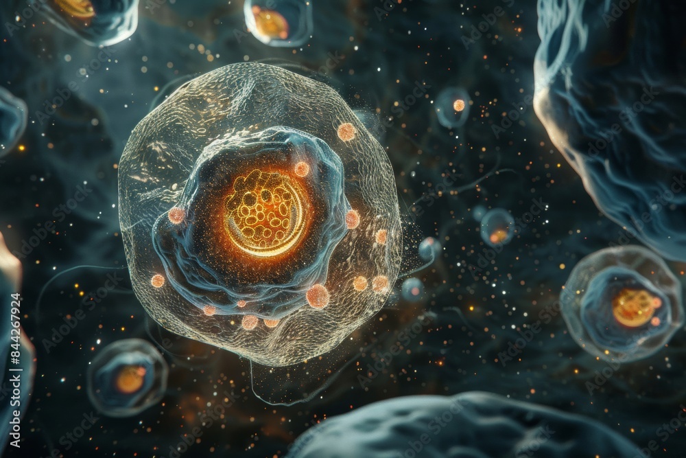 Looking at a cell's nucleus under a microscope reveals a complex and ...