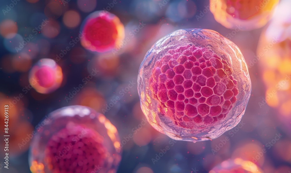 Foto de Microscopic viewing of fat cells reveals large fat droplets and ...