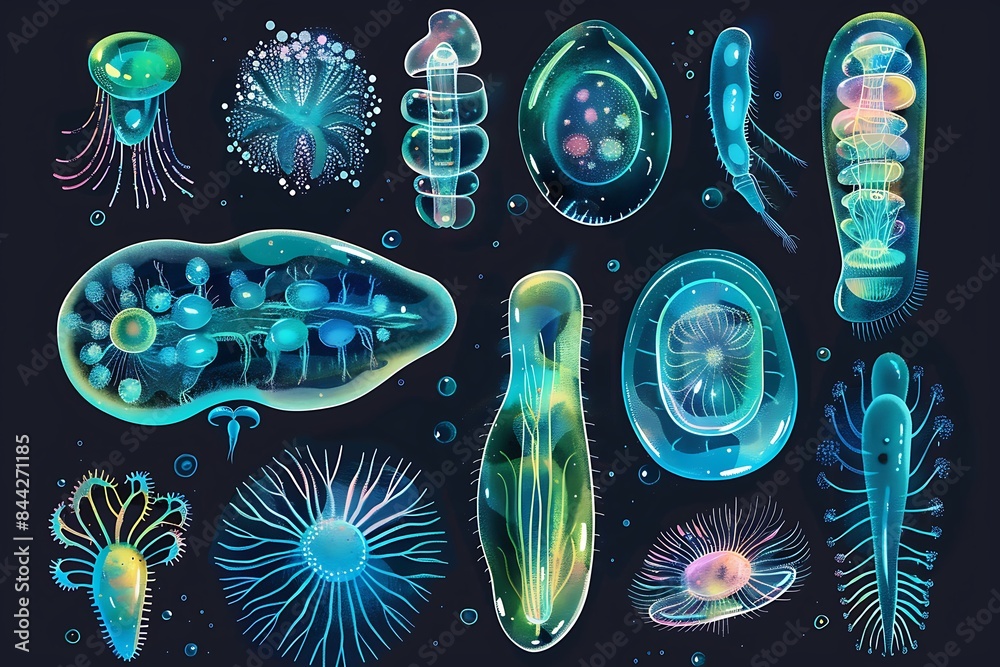 Plankton vector aquatic phytoplankton and planktonic microorganism ...