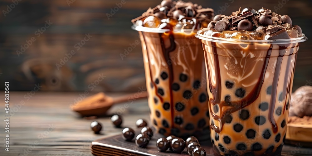 Tasty Taiwanese bubble milk tea with boba pearls in chocolate flavor ...
