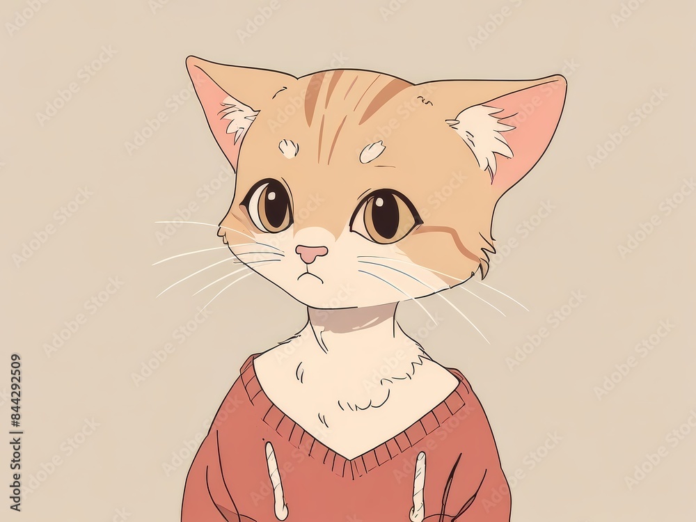 Cute cat humanoid, anthropic Anime style illustration, Anime background ...
