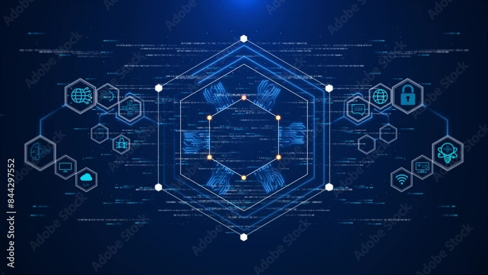 AI Futuristic Machine learning robot human big data network connection ...