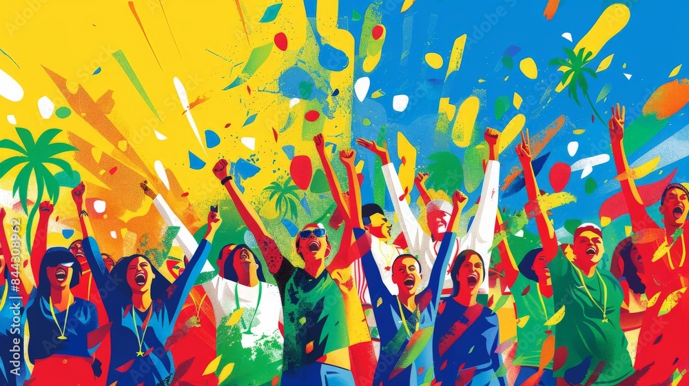 Minimalistic representation of Euro 2024 cultural celebrations and ...