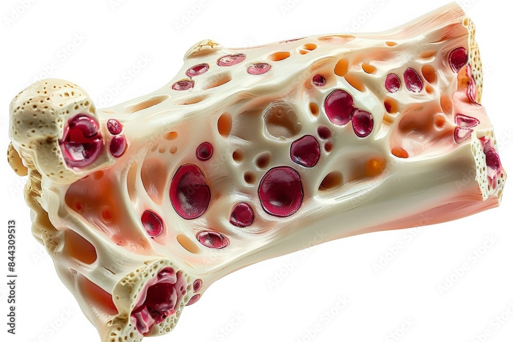 A detailed plastic model of bone marrow, showing its position within ...