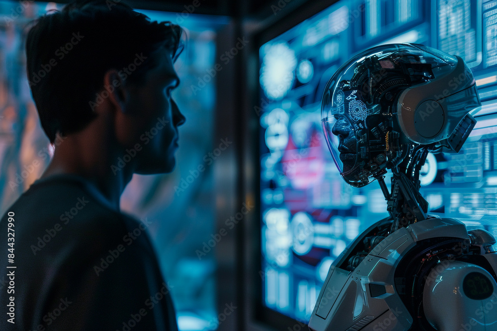 Chatbot Chat with AI, Artificial Intelligence. man using technology smart robot AI, artificial ...