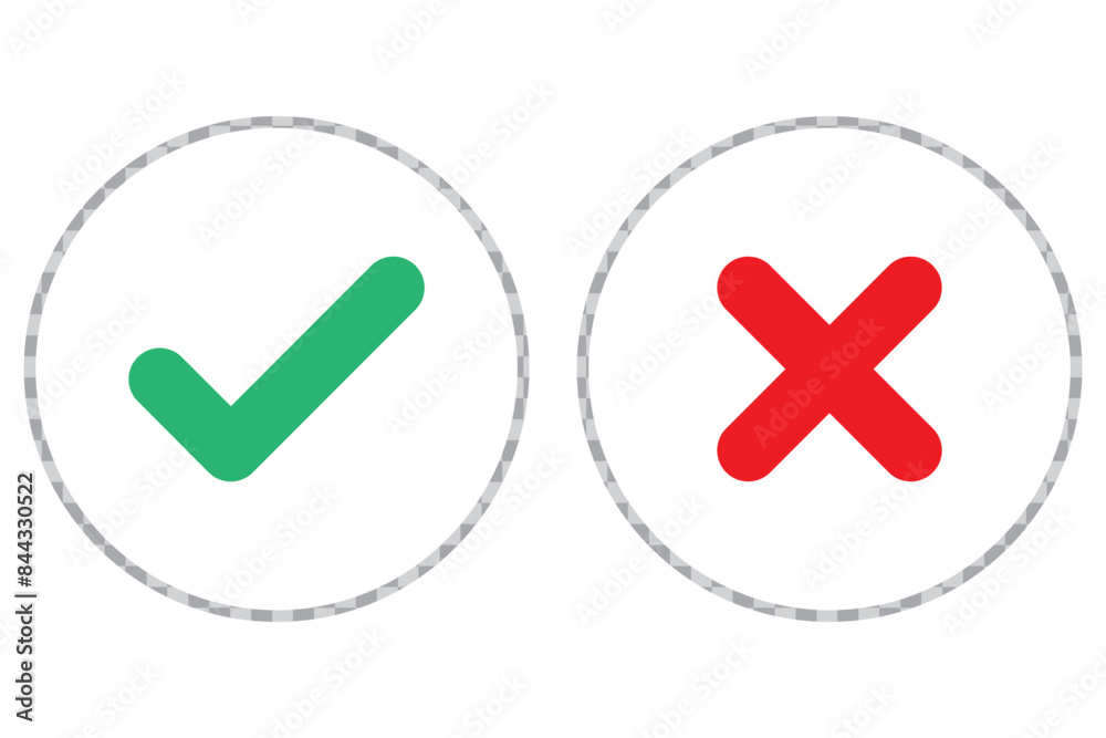 Checkmark icon set.Red and green check mark . Check marks vector icons ...