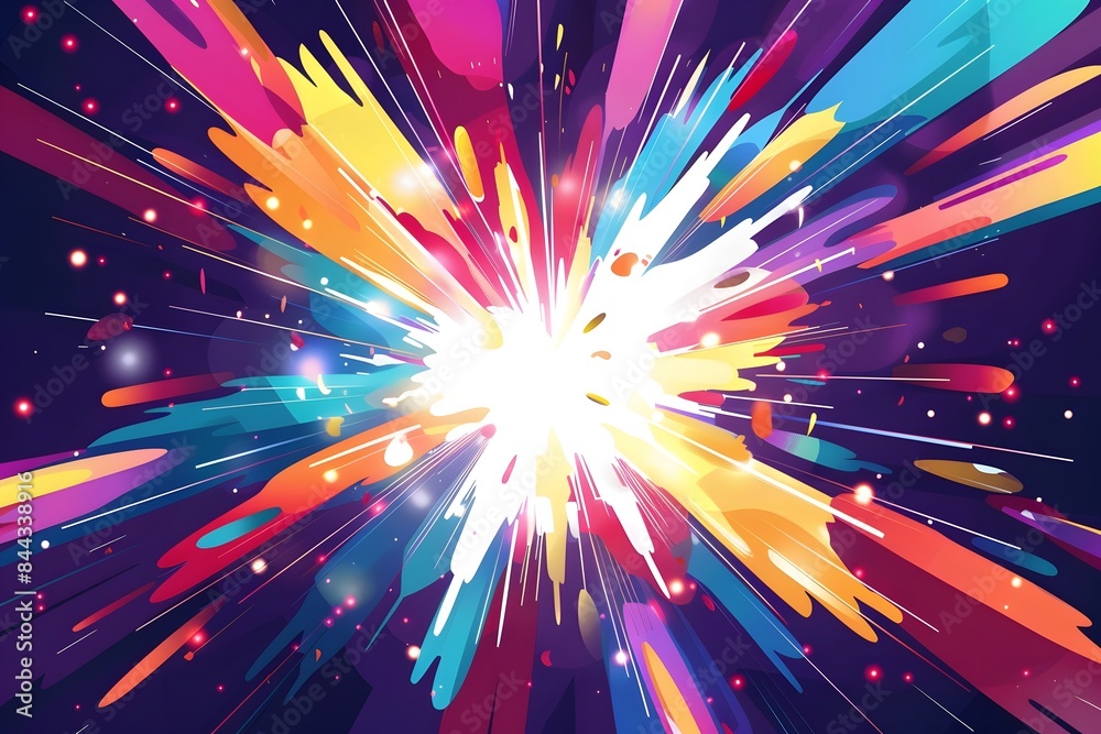 vector cartoon explosion background with splash, pop art style, bright ...