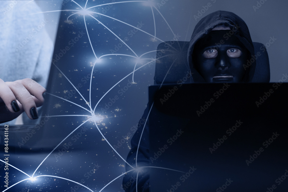 Hacker Steals Data Via Laptop International Phishing And Bank Account Theft Cybercrime On The