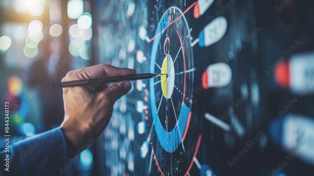 set goals for work. dart aiming at the target center business. goal ...