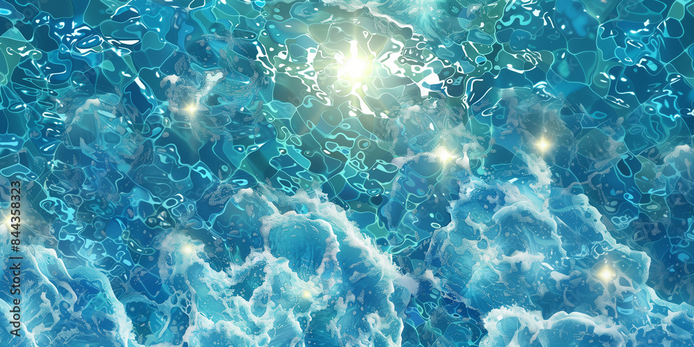 Caustic light effect in water surface bg pattern. Pool or ocean ripple ...