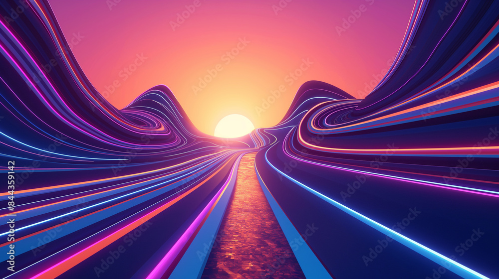 3D rendered lively background consisting of a combination of wavy ...