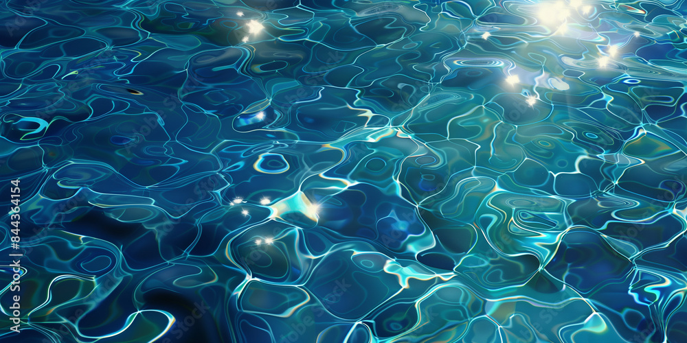 Caustic light effect in water surface bg pattern. Pool or ocean ripple ...