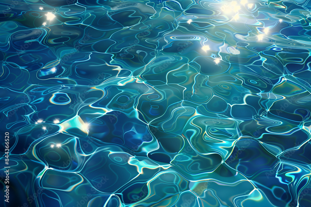 Caustic light effect in water surface bg pattern. Pool or ocean ripple ...