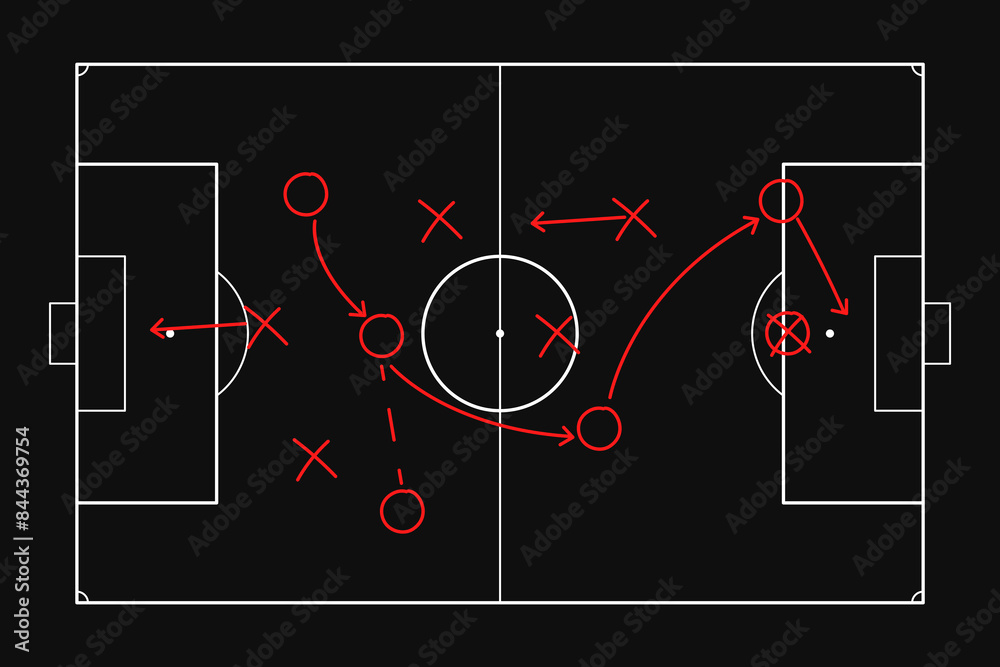 Football pitch. Soccer field line style. Black outline court and ...