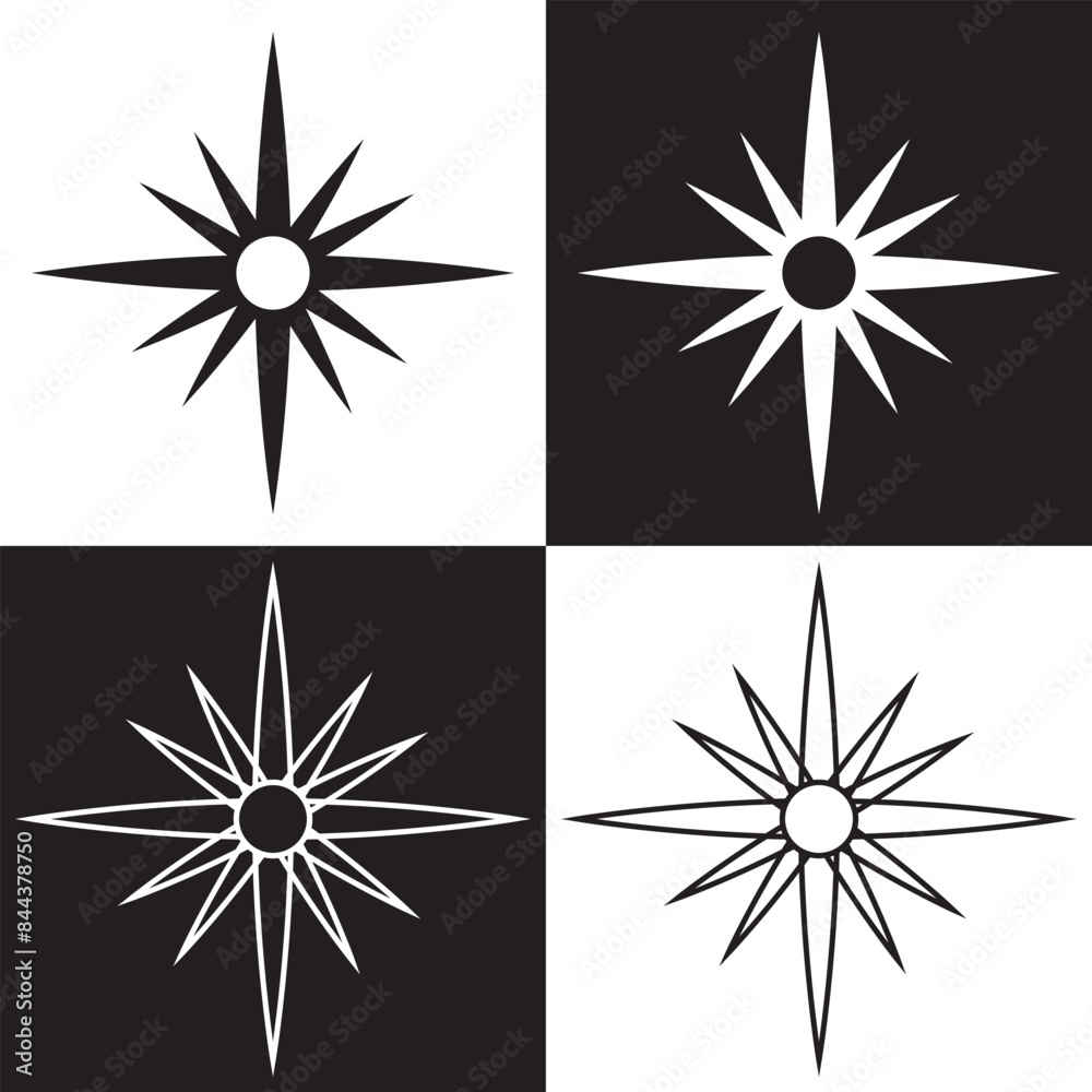 Bethlehem north star shape. Clipart image isolated on white and black ...