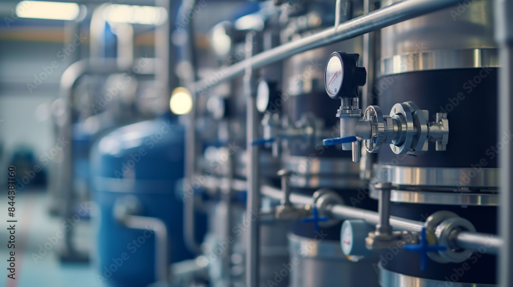 Large industrial water treatment rooms and boiler rooms Steel metal ...