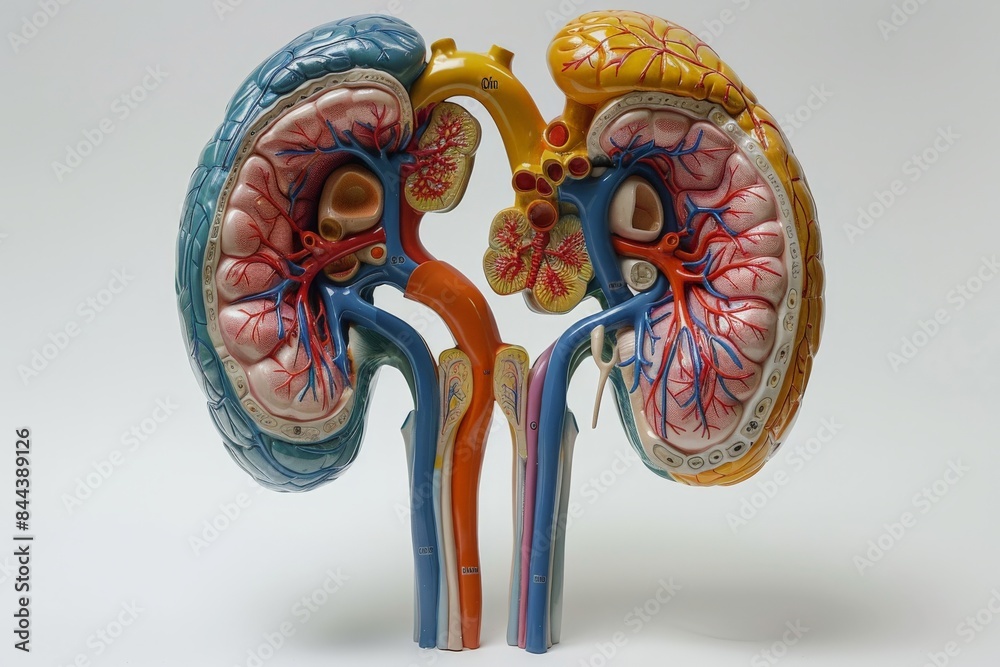 A detailed plastic model of the reproductive system, highlighting male ...