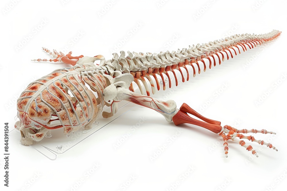 A plastic model of the spinal cord, highlighting its length ...