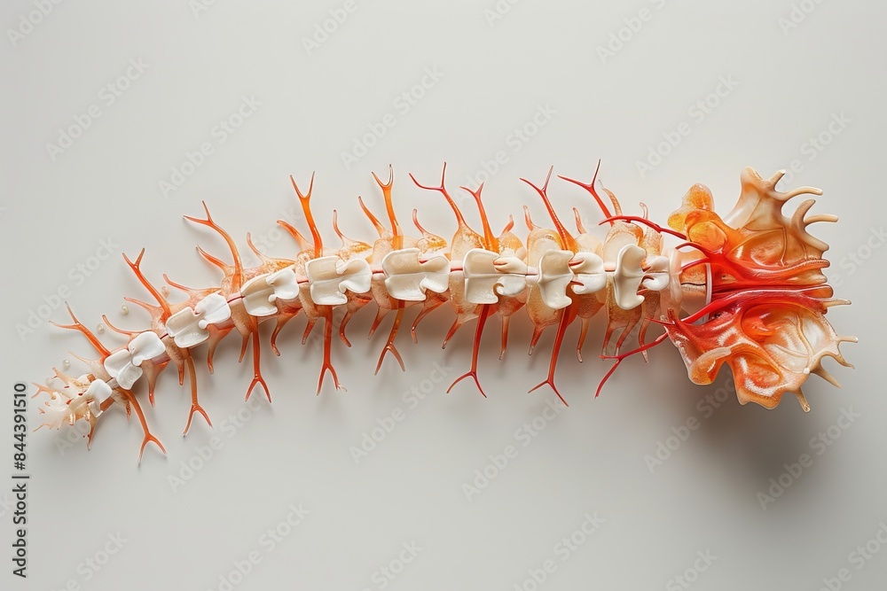 A plastic model of the spinal cord, highlighting its length ...