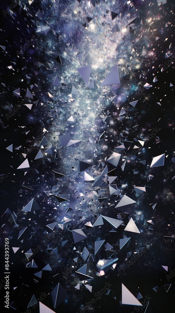 An explosion of prismatic triangles cascading like a waterfall ...