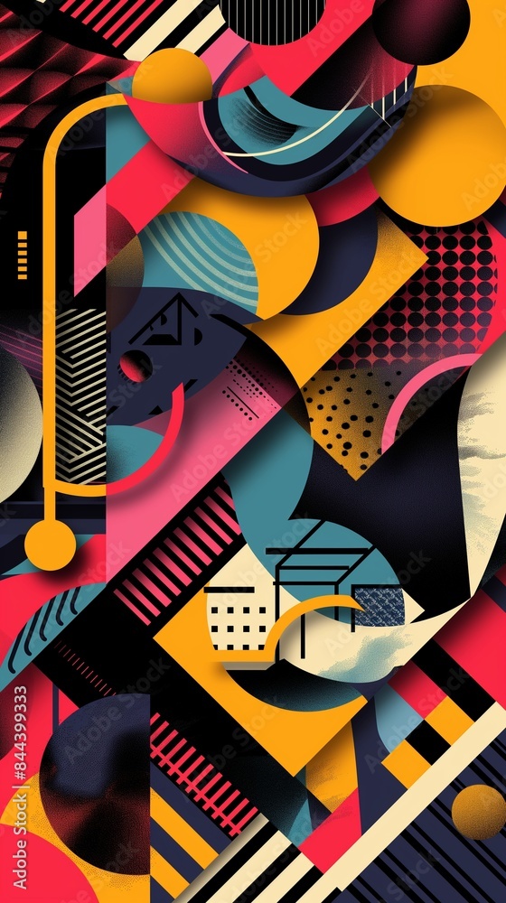 A modern album cover design with abstract patterns, vibrant colors, and ...