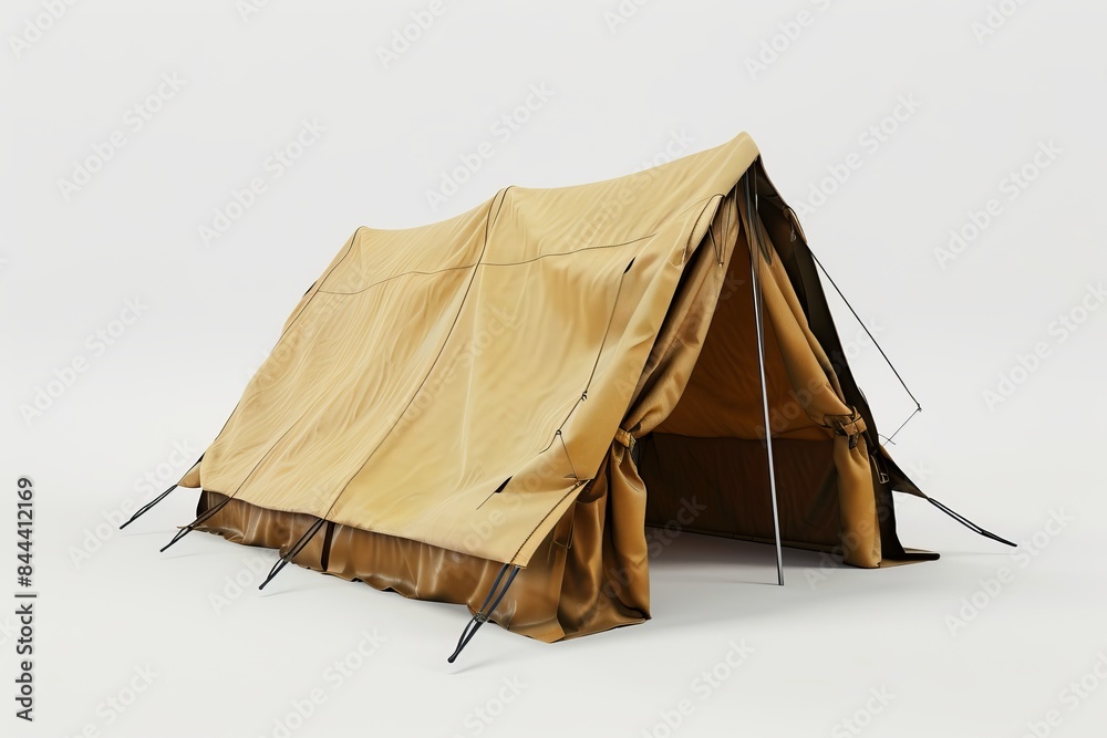 Classic camping tent isolated on white background. Detailed fabric ...