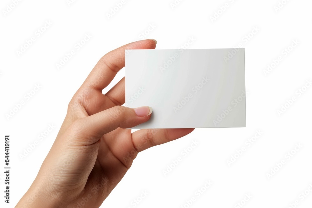 Blank White Card Mockup on Hand created with Generative AI Stock Photo ...