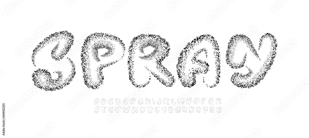 Spray font, alphabet, street city hand-drawn typeface, brush paint ...