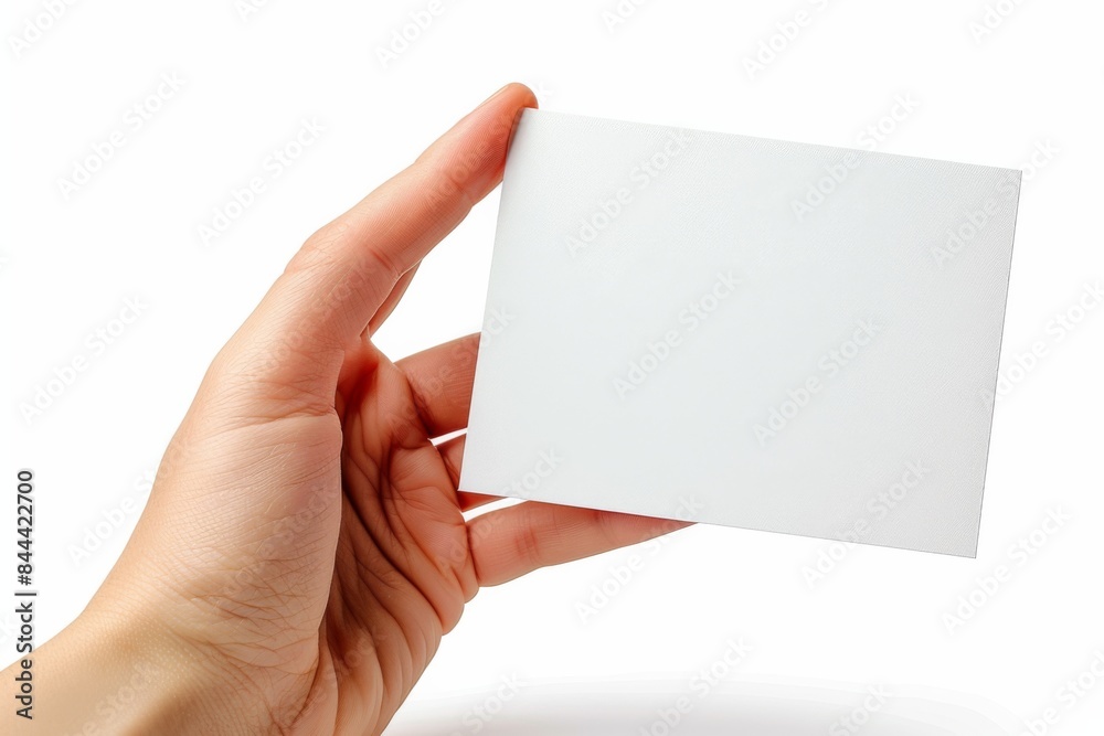 Blank White Card Mockup on Hand created with Generative AI Stock Photo ...