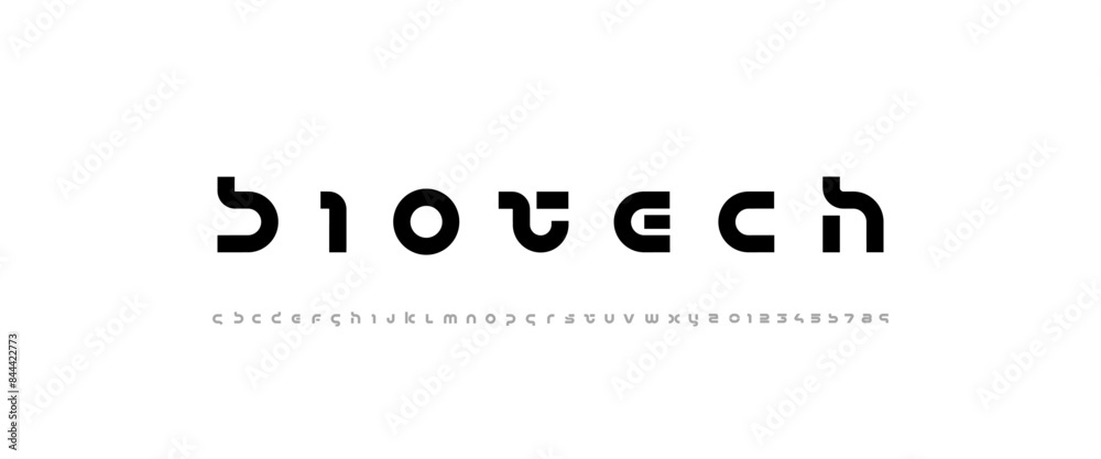 Abstract technology science bold font, digital cyber space alphabet ...