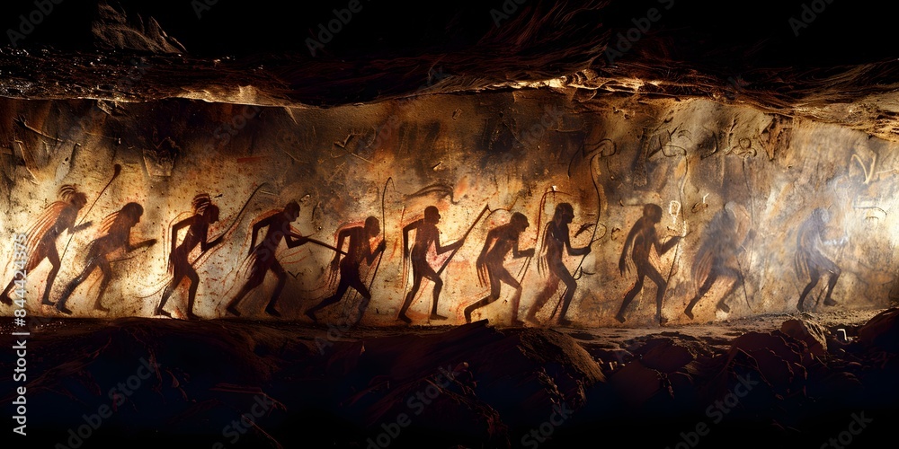 Indigenous Australian cave art showing hunting scenes by Aboriginal ...