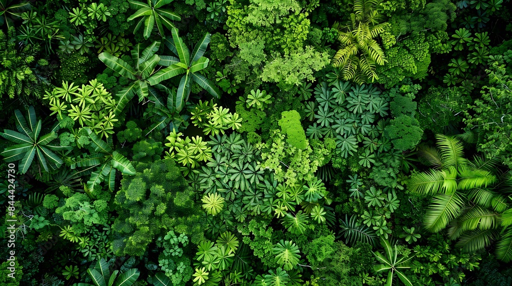 Lush green rainforest canopies viewed from above, showcasing the ...