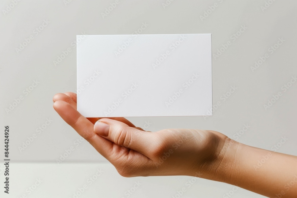 Blank White Card Mockup on Hand created with Generative AI Stock ...