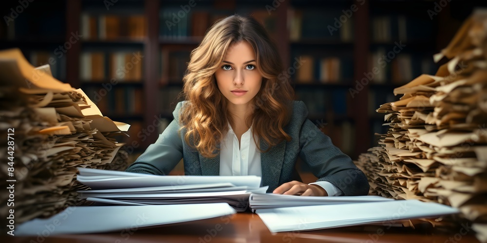 Bookkeeper creating financial report IRS inspector reviewing documents ...