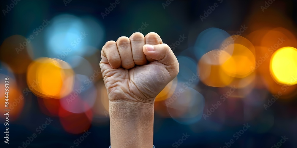 Ilustrace „Raised fist at protest A symbol of unity and activism in the ...