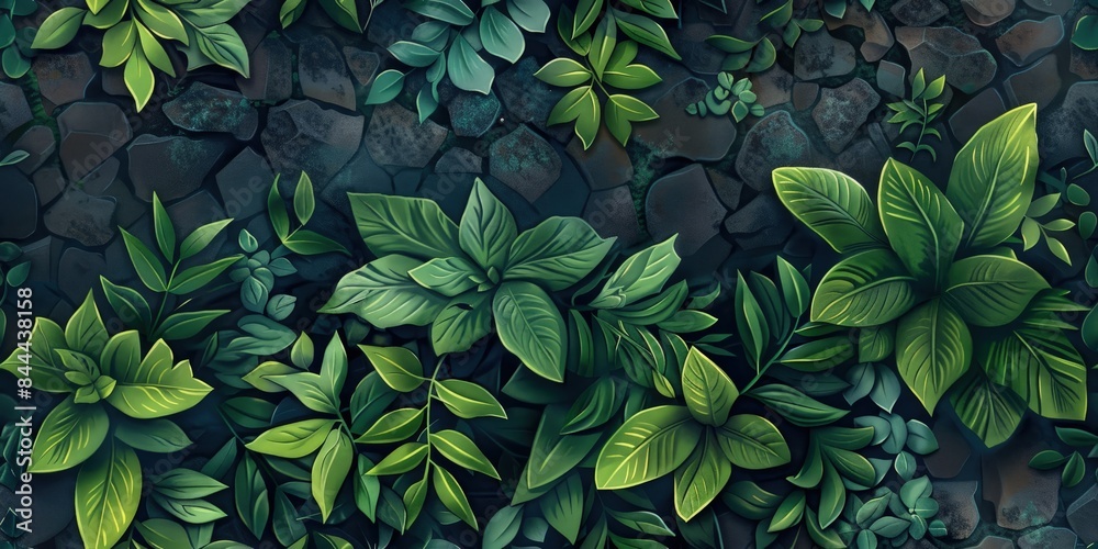 Seamless botanical texture, 2d game botanical texture, cartoon seamless ...