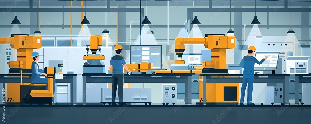 Flat design of lean manufacturing with kaizen boards, tracking ...