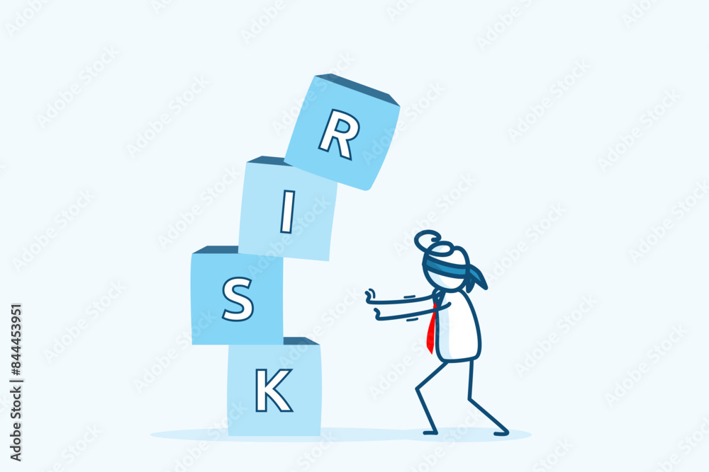 businessman stick figure character blindfold accidentally mistake make ...