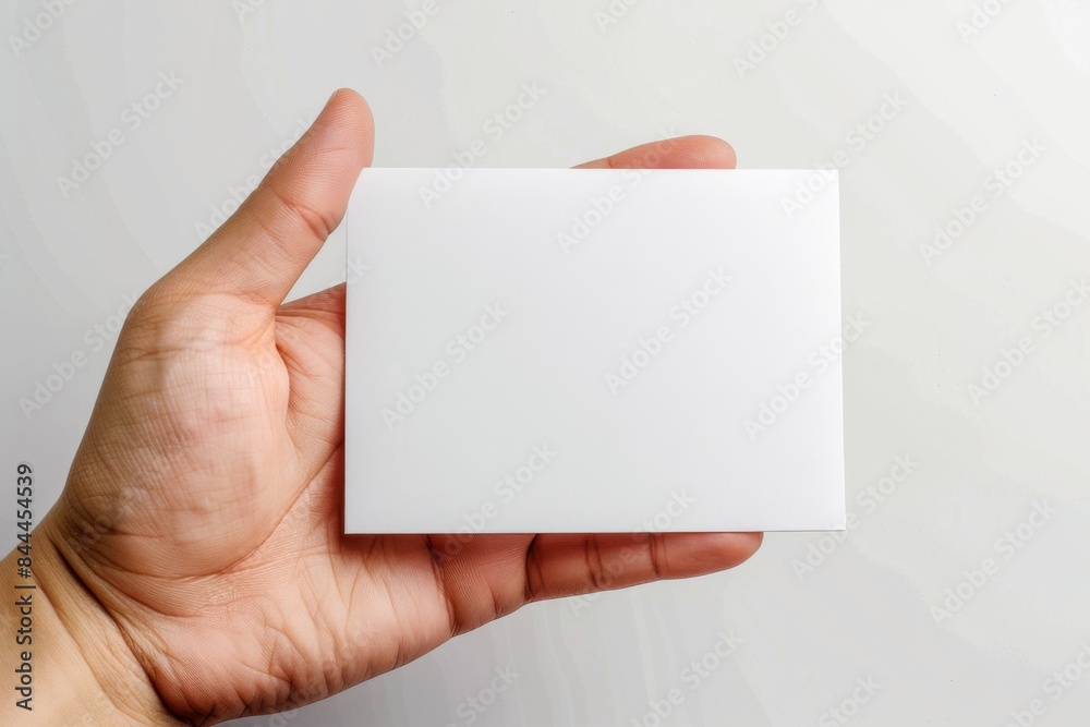 Blank White Card Mockup on Hand created with Generative AI Stock ...