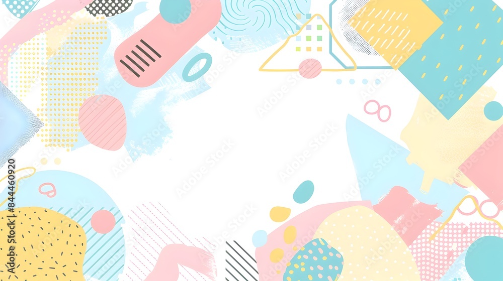 Pastel Geometric Cartoonish Page Border Design with Blank Space for ...