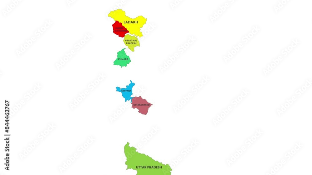 Animated map of India showing administrative regions. Detailed ...