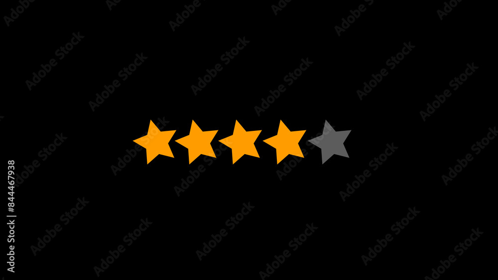Star rating, rate us, review icon set isolated on black background ...