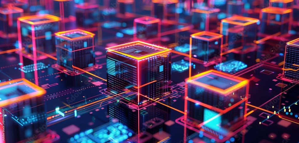 A vivid illustration of container orchestration platforms featuring ...